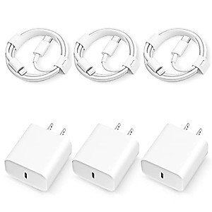 3 Pack iPhone Fast Charger cargador【Apple MFi Certified】 20W Rapid USB C Wall Charger with 6FT Fast Charging Cable Compatible with iPhone 11 12 13 14 Plus,Pro Max,Pro/Mini/XR/iPad