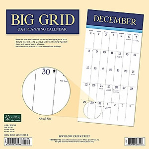 Willow Creek Press Big Grid (Jewel) 2024 12" x 12" Wall Calendar