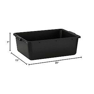 Krollen Industrial 6-Pack 20" x 15" x 7" 9 Gallon Black Polypropylene Plastic Bus Tub/Bus Box