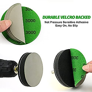 POLIWELL 150 PCS 3 Inch Sanding Discs Silicon Carbide 400-10000 Grits Wet/Dry Hook and Loop Sandpaper for Drill Grinder Rotary Tools with 1/4 in Backing Pad, Wool Pad and 3pcs Soft Foam Pads