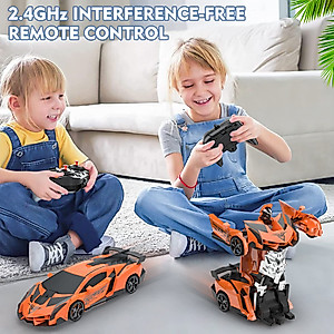 BLUEJAY Transform Rc Cars for Boys 4-7 8-12, 2.4Ghz 1:18 Scale Remote Control Car Transforming Robot, One-Button Deformation 360° Rotation and Drift Car Toy Gifts for Boys 3-5