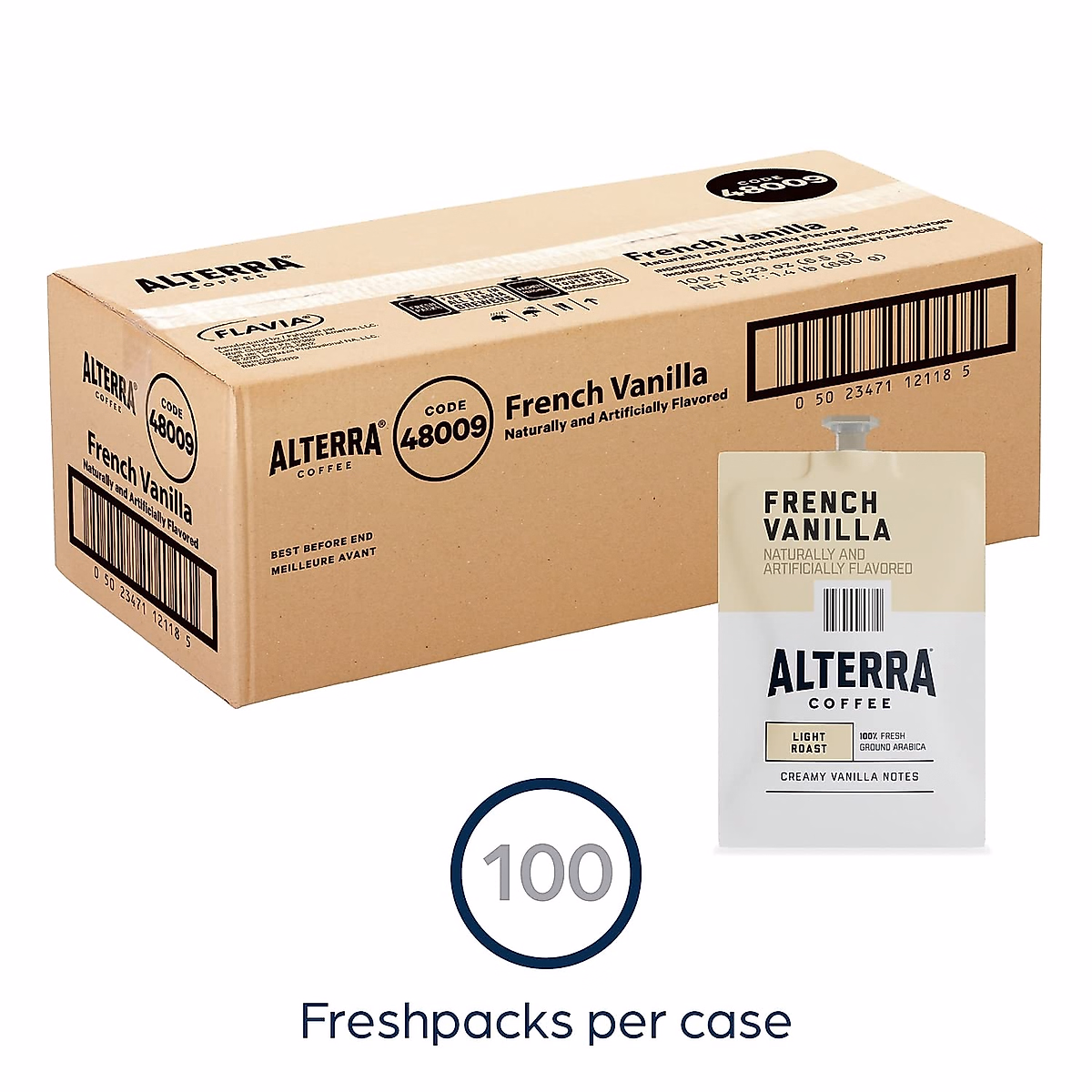 Alterra A183 Alterra Coffee Freshpacks, French Vanilla, 100/CT, Black