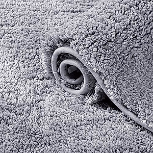 Walensee Bathroom Rug Non Slip Bath Mat for Bathroom (16 x 24, Grey) Water Absorbent Soft Microfiber Shaggy Bathroom Mat Machine Washable Bath Rug for Bathroom Thick Plush Rugs for Shower