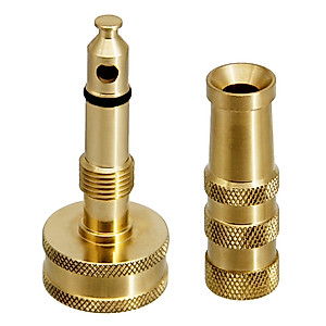 ATDAWN Brass Hose Nozzle, Heavy-Duty Brass Adjustable Twist Hose Nozzle, 2 Pack (3")