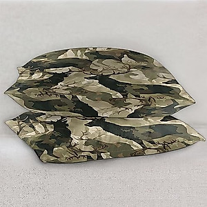 Satin Pillowcase for Hair and Skin Standard Size Military Camo Camouflage Deer,Soft Breathable Smooth Cooling Pillow Covers Satin Pillow Cases with Envelope Closure,20x26 Inches