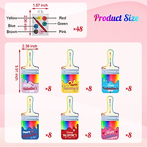 Woanger 48 Pack Valentines Cards with Watercolor Paint Bulk Valentines Day Gifts for Kids Mini Paint Set Funny Valentine Exchange Cards for Boys Girls School Class Classroom Art Party Favors