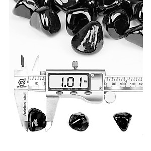 GRISUN Onyx Black Fire Glass Diamonds for Fire Pit, 1 Inch High Luster Reflective Tempered Glass Rocks for Natural or Propane Fireplace, Safe for Outdoors and Indoors Firepit Glass, 10 Pounds