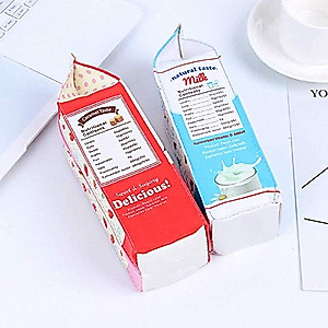 Funny live 2Pcs Creative Milk Cartons Pencil Case Waterproof PU Pen Bag Pencil Holder Stationery Organizer