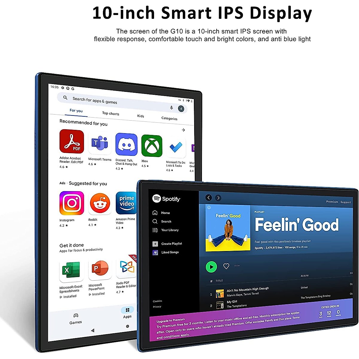GOODTEL Android Tablet 10 Inch Tablet Octa-Core Processor 64 GB ROM Tablets, Smart IPS, 8000 mAh, Camera 5 MP + 8 MP, WiFi | Bluetooth, Tablet with Keyboard + Mouse (Blue)