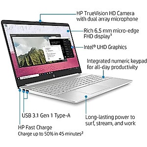 HP 15.6" FHD 1920x1080 IPS Touchscreen Laptop, Intel Core i7-1065G7,16GB RAM, 512GB SSD,Silver, Windows 10 Home,Silver