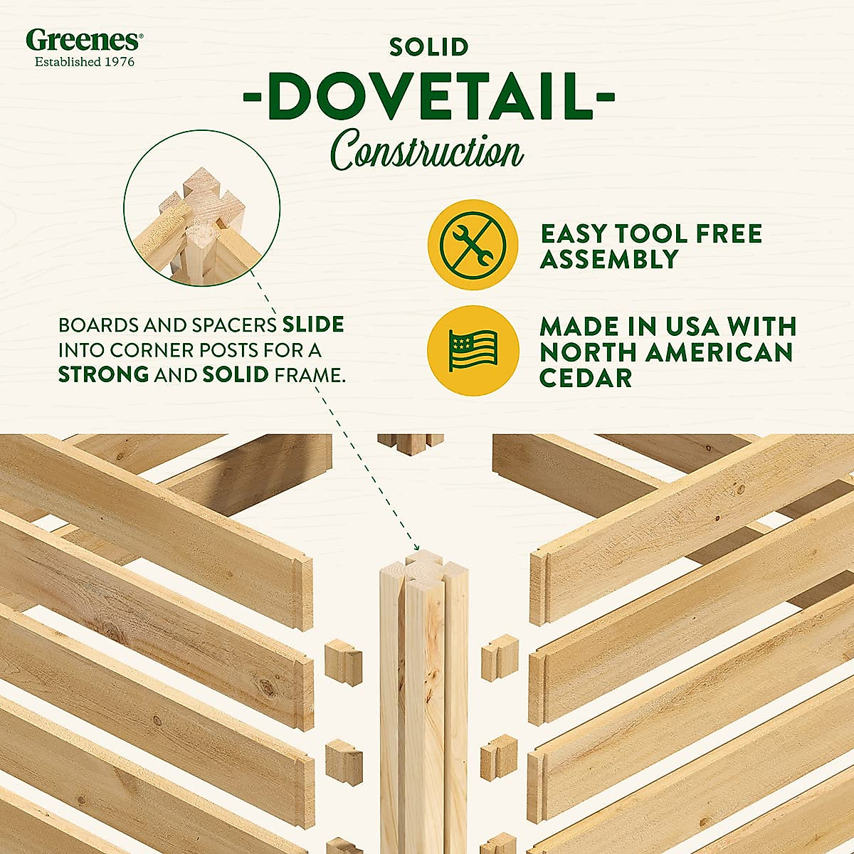 Greenes Fence Cedar Wood Composter, 23.25 Cu ft / 173.92 gallons - Made in USA with North American Cedar