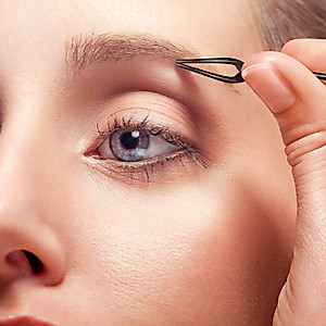 6 Pieces Scissors Shaped Eyebrow Tweezers Flat Tip Tweezers Hair Plucker and Slanted Tip Tweezers Stainless Steel Scissor Handle Tweezers Flat Straight Tip Tweezers Brow Hair Remover (Black)