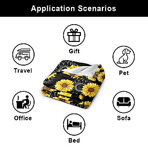 Sunflower Blanket Super Soft Warm Sunflower Throw Blanket - Lightweight Cozy Flannel Flower Throw Blanket Bed Couch Sofa Office Decor, Gift for Girls and Boys Women and Man 50"x40"