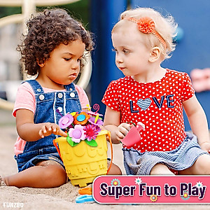 FUNZBO Flower Garden Building Toys - Toddler Girls Toys for Age 3 4 5 6 7 Years Old, STEM Montessori Educational Toys for Kids, Sorting & Stacking Set for Birthday Valentine Easter