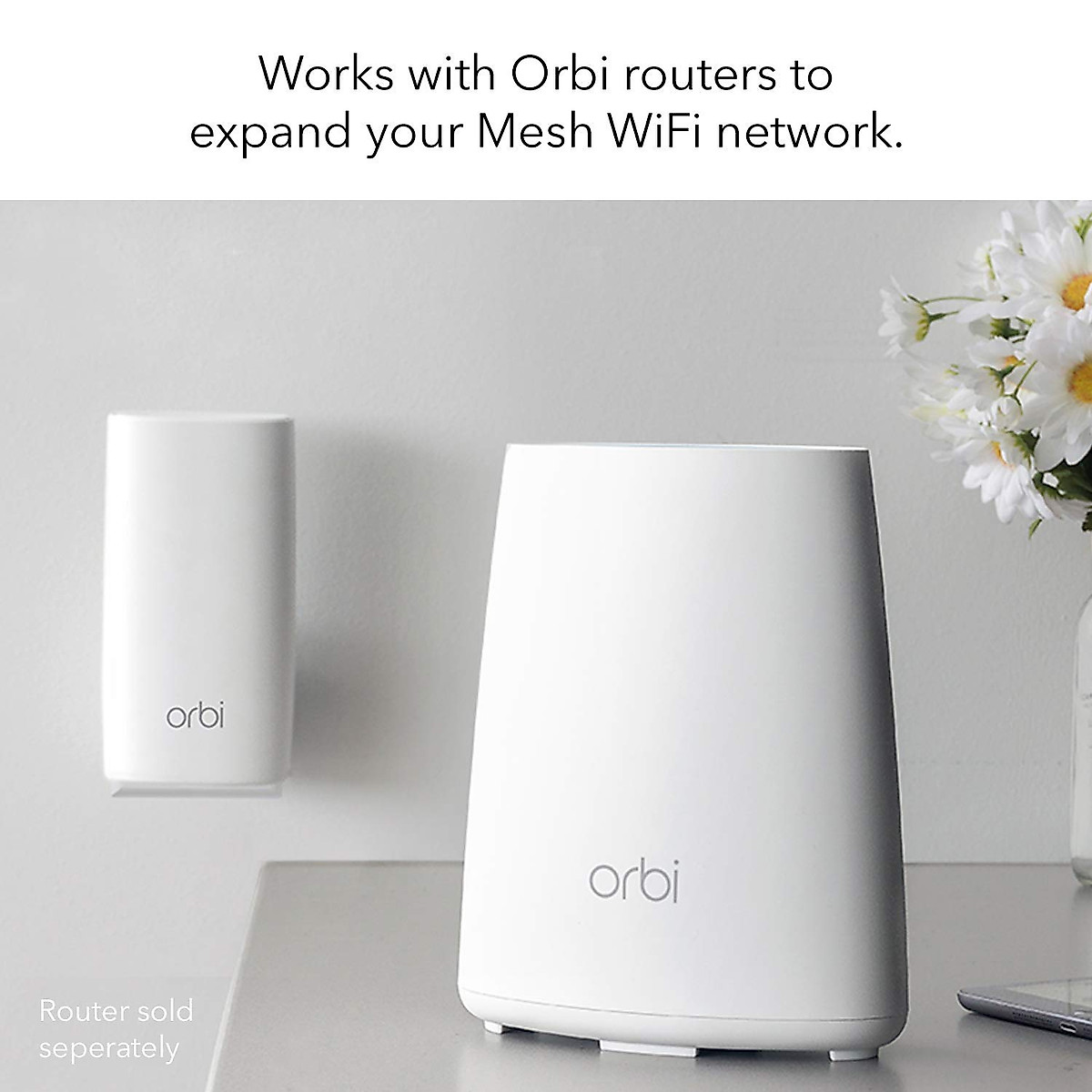 NETGEAR Orbi Wall-Plug Whole Home Mesh WiFi Satellite Extender - works with your Orbi router to add 1,500 sq. feet of coverage at speeds up to 2.2 Gbps, AC2200 (RBW30) (Renewed)