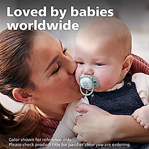 Philips AVENT Ultra Soft Pacifier, 0-6 Months, Arctic White/Green, 4 Pack, SCF214/40