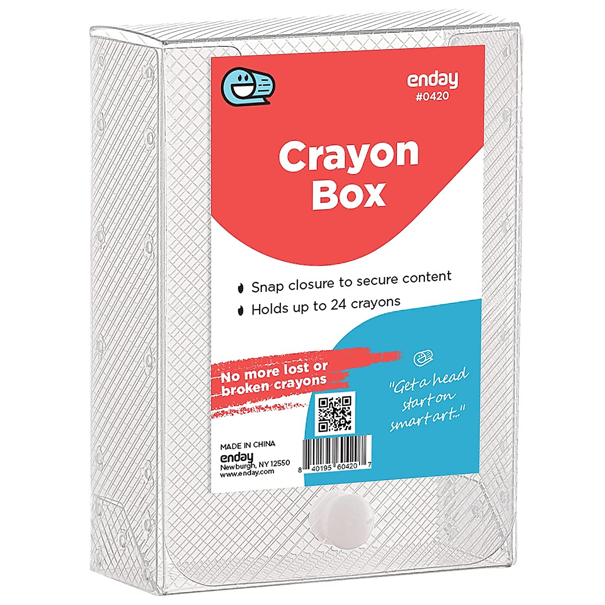 Enday Crayon Box Storage Containers, Clear Crayon Case, Plastic Crayon Boxes for Kids, Cards Small Supplies Organizers Boxes, Snap Closure, 1 Pack