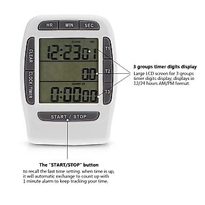 Multi-channel Timer, Portable Digital Multi-channel 3 Channels LCD Timer Accurate Timing Countdown Clock