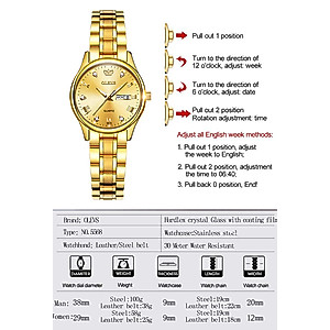 OLEVS Ladies Gold Watches for Women, Fashion Quartz Analog Small Wrist Watches, Water Resistant (up to 30m), Minimalist Gold Dial, Stainless Steel Band, Women's Watch