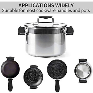 3 pcs Pot Side Handle Sleeve, Frying Pan Handle Covers Holders, Silicone Assist Hot Cookware Skillet Handle Covers Mitts, Cool Kitchen Gadget Anti Scalding Accessories(Black)