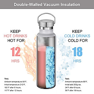 Neihepal White Stainless Steel Water Bottles,20 Ounce Vacuum Insulated Double Wall Travel Bottle with Leak Proof Lid of Handle,Metal Reusable Standard Mouth Flask Thermoses for School,Hikers,Gift