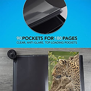 Itoya Original Art ProFolio 8.5x11 Black Art Portfolio Binder with Plastic Sleeves with 180 Pages - Portfolio Folder for Artwork with Clear Sheet Protectors - Presentation Book for Art Display