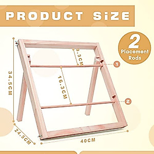 Wood Ribbon Storage Organizer - Ribbon Holder Organizer Rack for Craft Paper Roll - Christmas Gift Wrapping Ribbon Dispenser - 1 Pack Ribbon Organizer for Craft Room, 2 Placement Rods