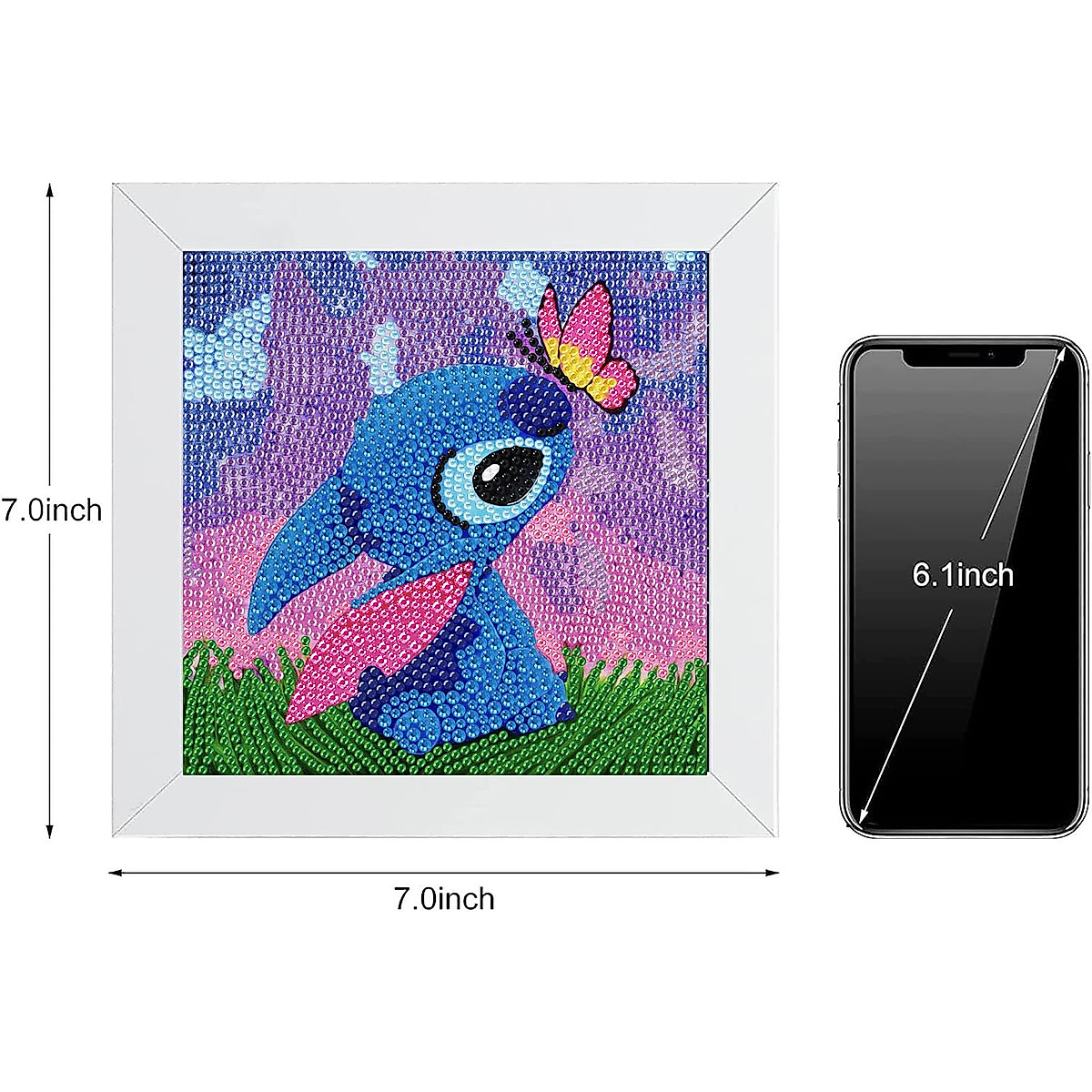 xackcme Stitch Diamond Painting Kits for Kids with Frame,Cartoon Diamond Art for Kids Ages 4-8-12,Easy Kids Gem Art Kit with Beautiful Package for Gift Home Wall Decor(7x7inch), CC015