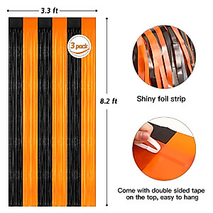 Fannev Black Tinsel Foil Fringe Curtain, 3.3ft x 8.2ft Sparkle Metallic Foil Back Drop for Party Photo Booth Props New Years Eve Birthday Bridal Shower Bachelorette Halloween Holiday Decors Supplies