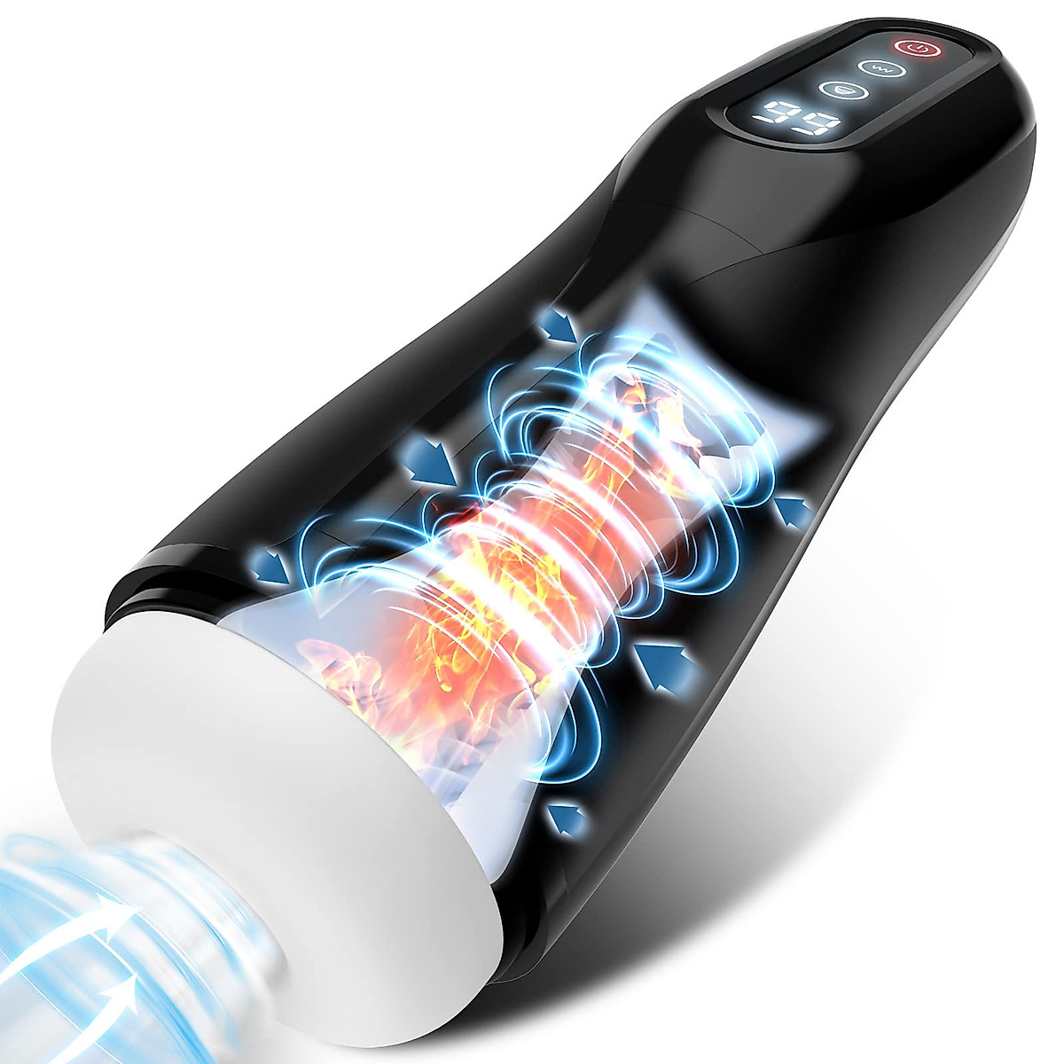 Automatic Sucking Masturbator with 9 Suction & Vibration & Heating Sex Toys Hands Free Pocket Pussy Adult Male Stroker 3D Textured Men’s Blowjobsex Machine