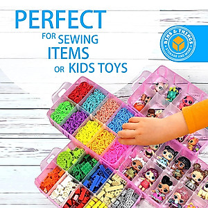 Bins & Things Bead Organizer with Adjustable Compartments - Durable Toy Organizers and Storage Solution for Dolls, Crafts, Mini Toy Figures, Jewelry and Beads - 4 Tier, 20 Compartments, Pink
