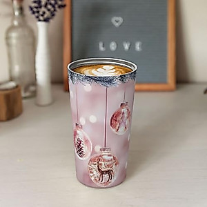 WANGXUEE Red Christmas Ball Print 500ml Stainless Steel Travel Tumbler Double Wall Vacuum Insulated Coffee Mug