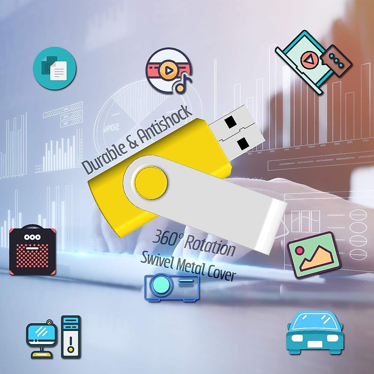 4GB USB Flash Drives 10 Pack and USB Case of 10 Slots Bundle USB Holders to Organize 10 Thumb Drives 4 GB