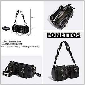 FONETTOS Y2K Barrel Bag, Punk Sourpuss Gothic Shoulder Purse Cool Rock Style Handbag