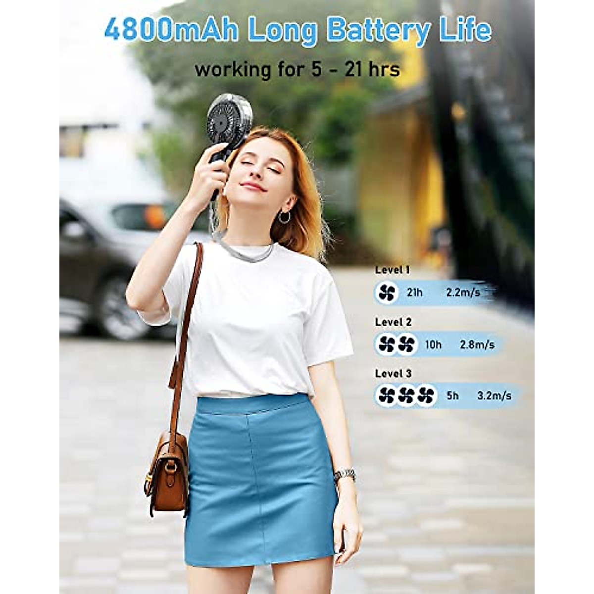 Zuvas Misting Handheld Fan 4800mAh Battery Powered Small Portable Fan with Spray 3 Speed 180°Foldable USB Personal Fan, for Travel Camping Outdoor Sports Neck Lanyard, Black