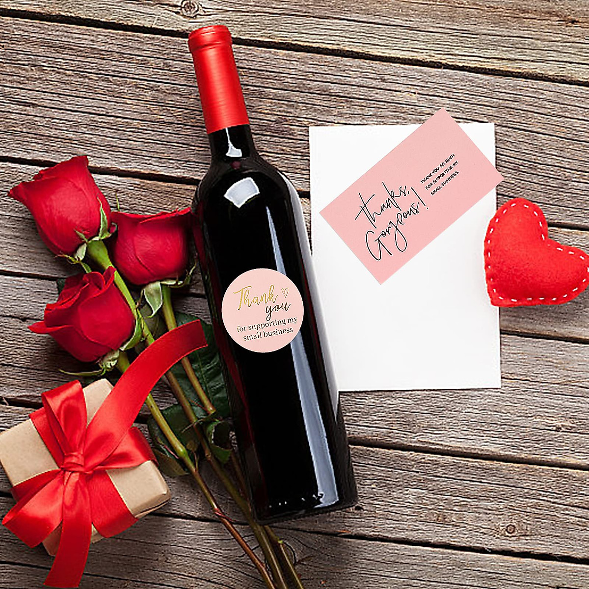 TUCEWP 620Pcs Thank You Cards and Stickers Set, Include 120 Thank You Cards Small Business Bulk 500 Thank You for Your Order Stickers Pink Thank You Stickers for Packaging Envelope Seals Business