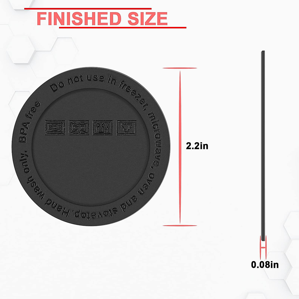 XccMe Rubber bottoms for sublimation tumblers,24 PACK Protective AntiSlip Silicone Bottom with 3M Adhesive for Wine Tumblers,Skinny Tumblers,Mason Jars 12oz/15oz/17oz/20oz/30oz Black (56mm)