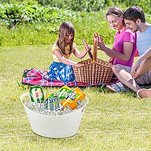 6 Pack Plastic Oval Storage Tub, Ice Bucket for Wine, Beer and Champagne, Bottle Drink Cooler for Parties, Storage Basket, 4.5 Liter