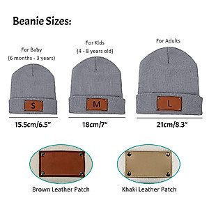 Personalized Beanie Hats, Custom Leather Patch Knitted Beanies Infant Toddler Kids Youth Child Baby Newborn Adult Beanie