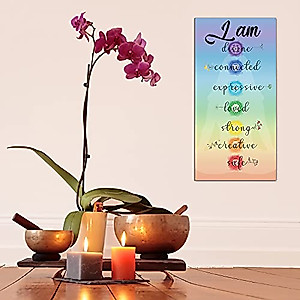Chakra Quotes Sign Wall Decor Yoga Zen Wall Art Wooden Spiritual Decor Motivational Meditation Wall Art Zen Buddhism Spa Room Decor for Yoga Living Room Bedroom Bathroom Wall Decorations (Safe Style)