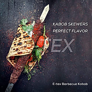 E-tex Flat Barbecue Kabob Skewers,Long Bbq Kabab Skewers,Grey,19 Inc,Set of 6