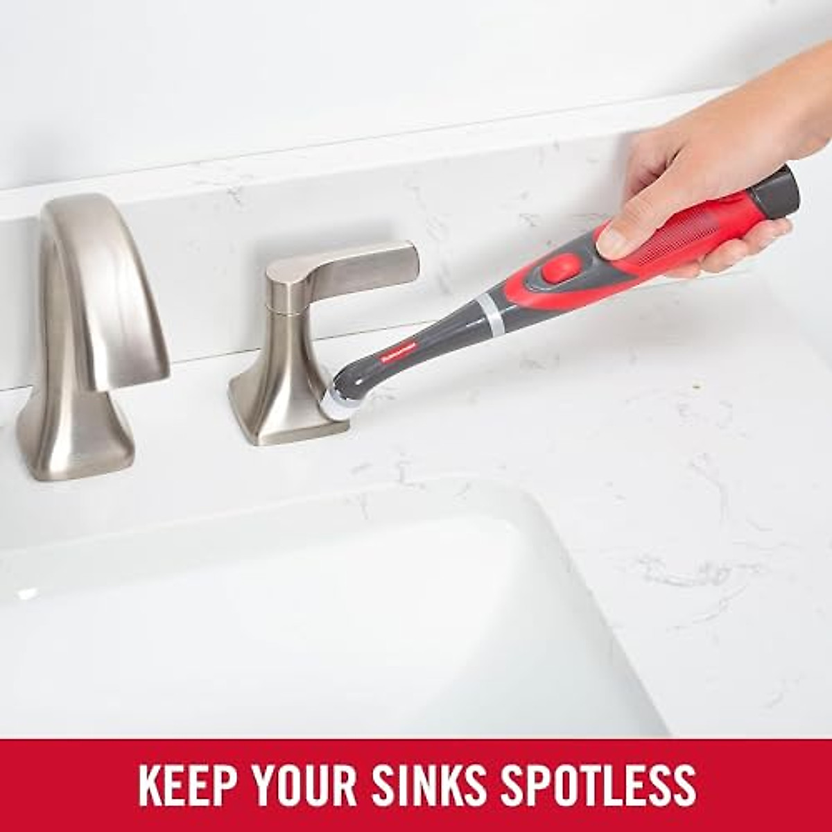 Rubbermaid Reveal Power Scrubber with Multi-Purpose & Grout Head, Cordless Electric Battery Powered Scrub Brush, Water Resistant, for Home/Kitchen/Bathroom/Grout/Tile/Shower/Tub