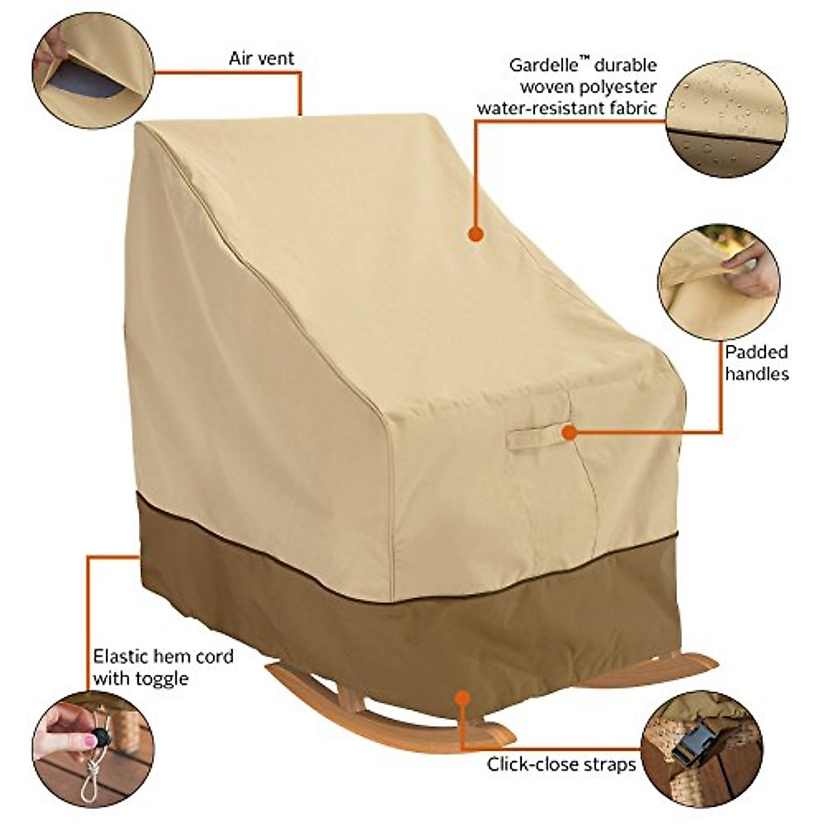 Classic Accessories Veranda Water-Resistant 32 Inch Rocking Chair Cover, Patio Furniture Covers