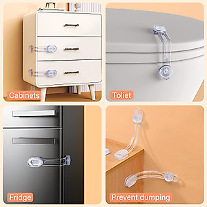 nediea Baby Proofing Cabinet Locks, Drawer Locks Baby Proofing, Child Safety Strap Locks, Universal for Drawers, Fridge, Dishwasher, Toilet Seat, Cupboard, Oven,Trash Can, No Drilling (2 Pack)