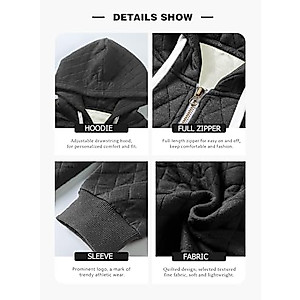 JMIERR Mens Hoodie Sweatshirt Casual Long Sleeve Full Zip Jacket with Pockets Quilted Hoodies for Men,US 43(L),A Grey