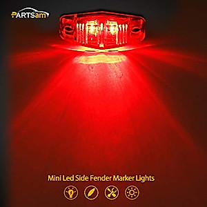 Partsam 8pcs 2.5" Oval Side Fender Marker Light Red/Amber Clear Lens Universal Surface Mount 2 LED Light, Truck Boat Trailer Sealed Mini Trailer Clearance Identification Lights(4 Red+4 Amber)