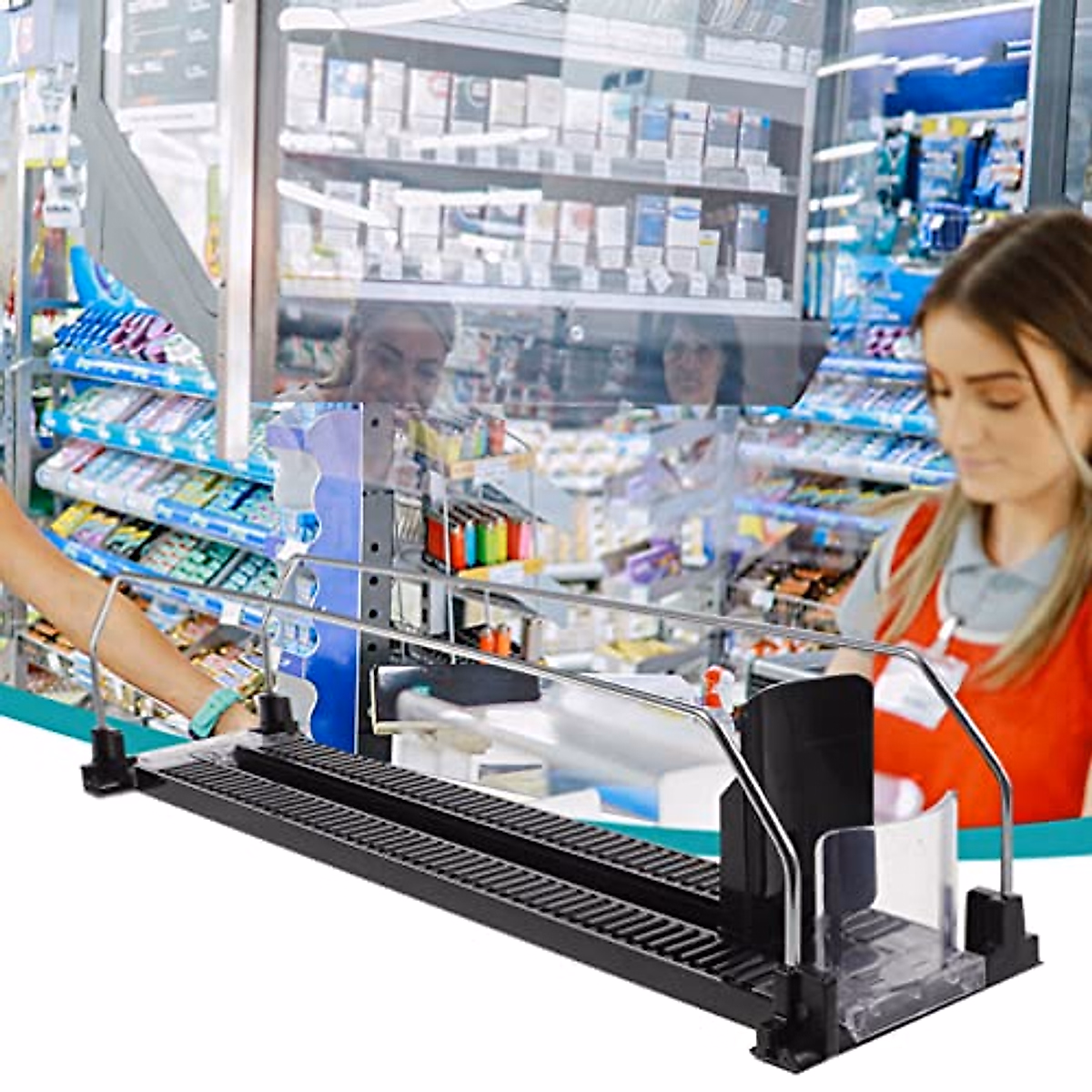 Drink Automatic Pusher 2pcs Fridge Drink Organizers Soda Can Dispenser Automatic Pusher Glide Beverage Pusher Dispenser Slide Rail Drink Dispenser for Refrigerator Black