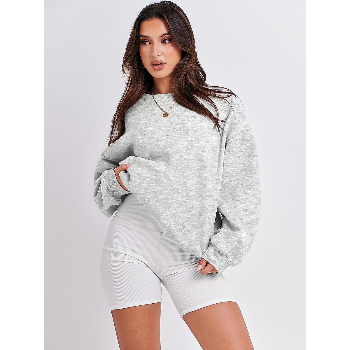 ANRABESS Sweatshirt for Women Oversized Crewneck Hoodies Fleece Casual Pullover Top Fall Fashion Outfits Clothes 2025 A1019 light gray X-Large
