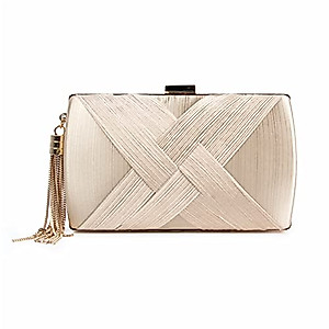 Lanpet Women's Evening Clutch Bags Silk Satin Party Handbags Bridal Wedding Purses with Tassel Pendant