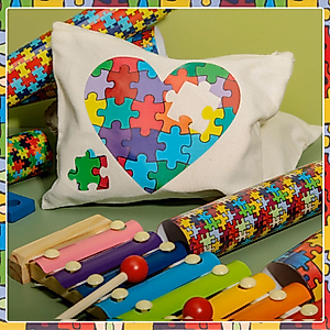 Tintnut Puzzle Pieces Heat Transfer Vinyl - 10 Sheets 10x12 Inch Autism Awareness Puzzles Craft Cutter HTV Vinyl Rainbow Color Pattern Printed Iron on Vinyl for Silhouette Cameo or Cricut